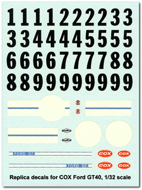MRE Repro decals for Cox Ford GT 40 | Slotcars und Slotcar Zubehör