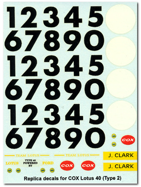 MRE Repro decals for Cox Lotus 40 type 2 | Slotcars und Slotcar Zubehör
